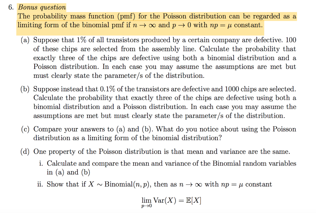 Solved 6. Bonus question The probability mass function (pmf) | Chegg.com