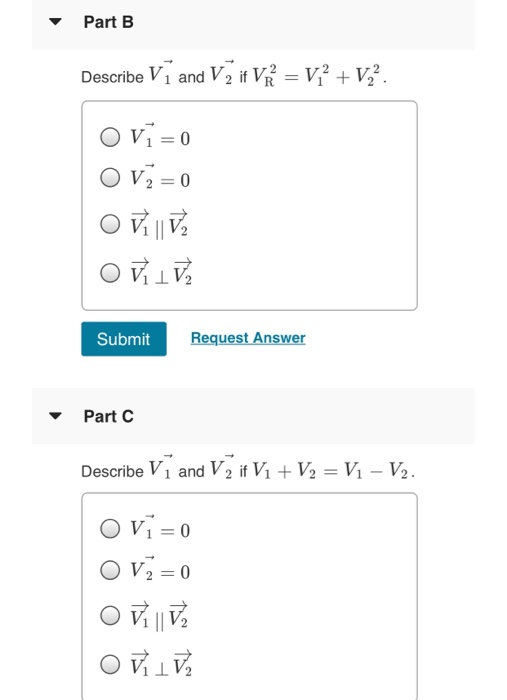 Solved Constants Two vectors, V1_and V 2 , add to a | Chegg.com