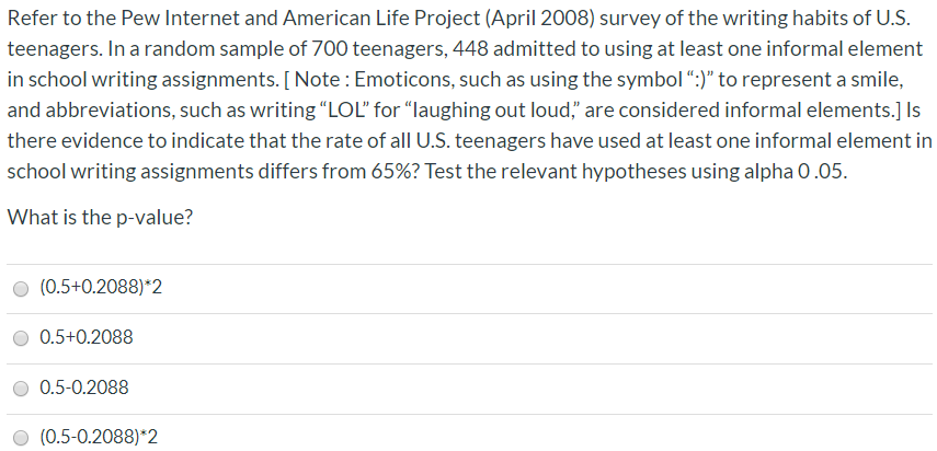 Solved Refer to the Pew Internet and American Life Project | Chegg.com