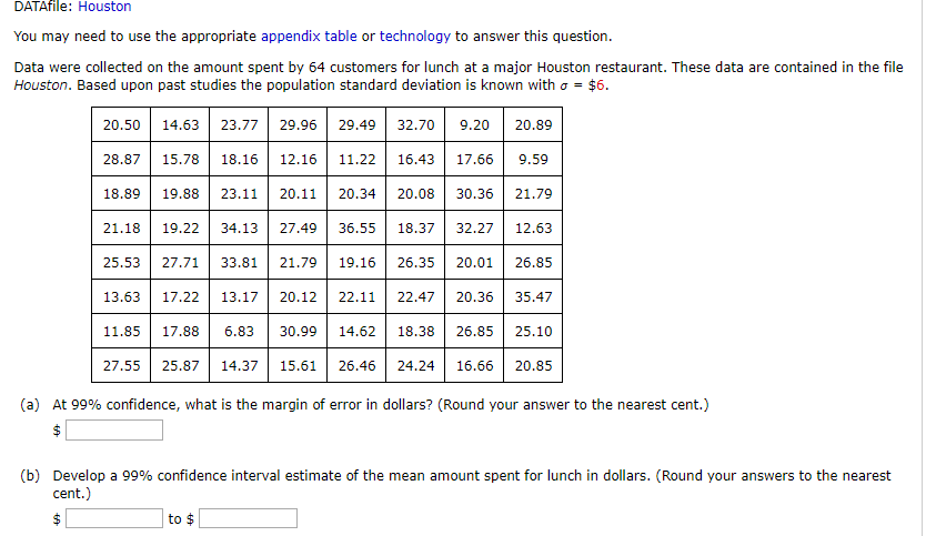 Solved DATAtile: Houston You may need to use the appropriate | Chegg.com