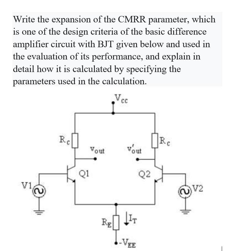 Solved Write the expansion of the CMRR parameter, which is | Chegg.com