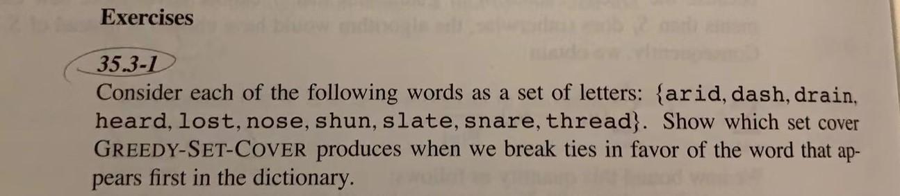 Solved Exercises 35.3-1 Consider each of the following words | Chegg.com