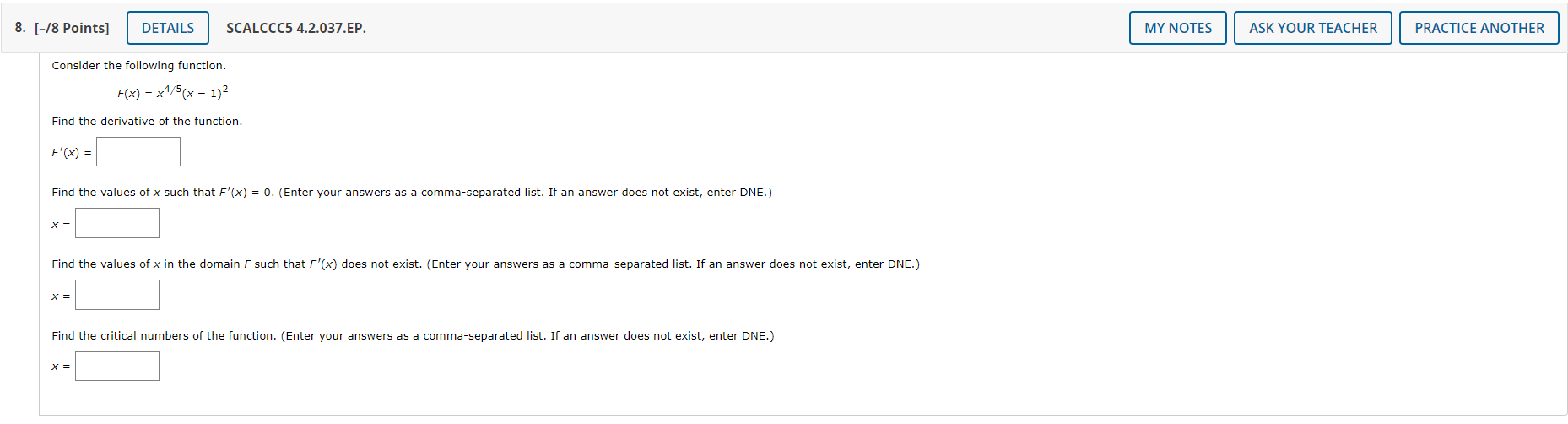 Solved Consider the following function. F(x)=x4/5(x−1)2 Find | Chegg.com