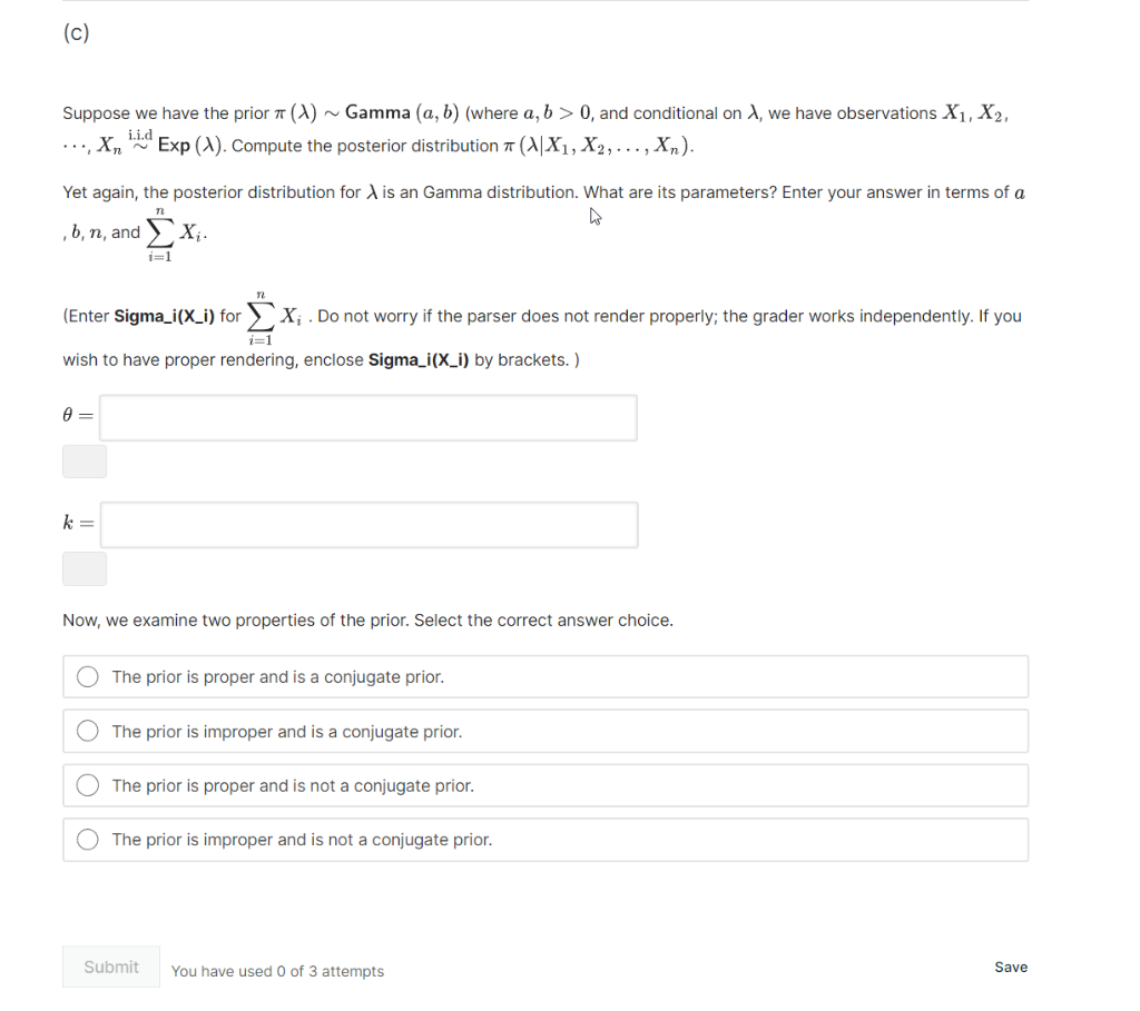 Solved C Suppose We Have The Prior πλ∼gammaab Where 