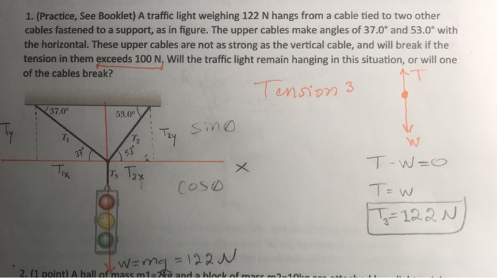 Solved 1. (Practice, See Booklet) A traffic light weighing | Chegg.com