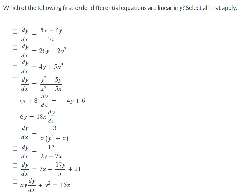 Solved Which of the following first-order differential | Chegg.com