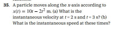 Solved A particle moves along the x-axis according | Chegg.com