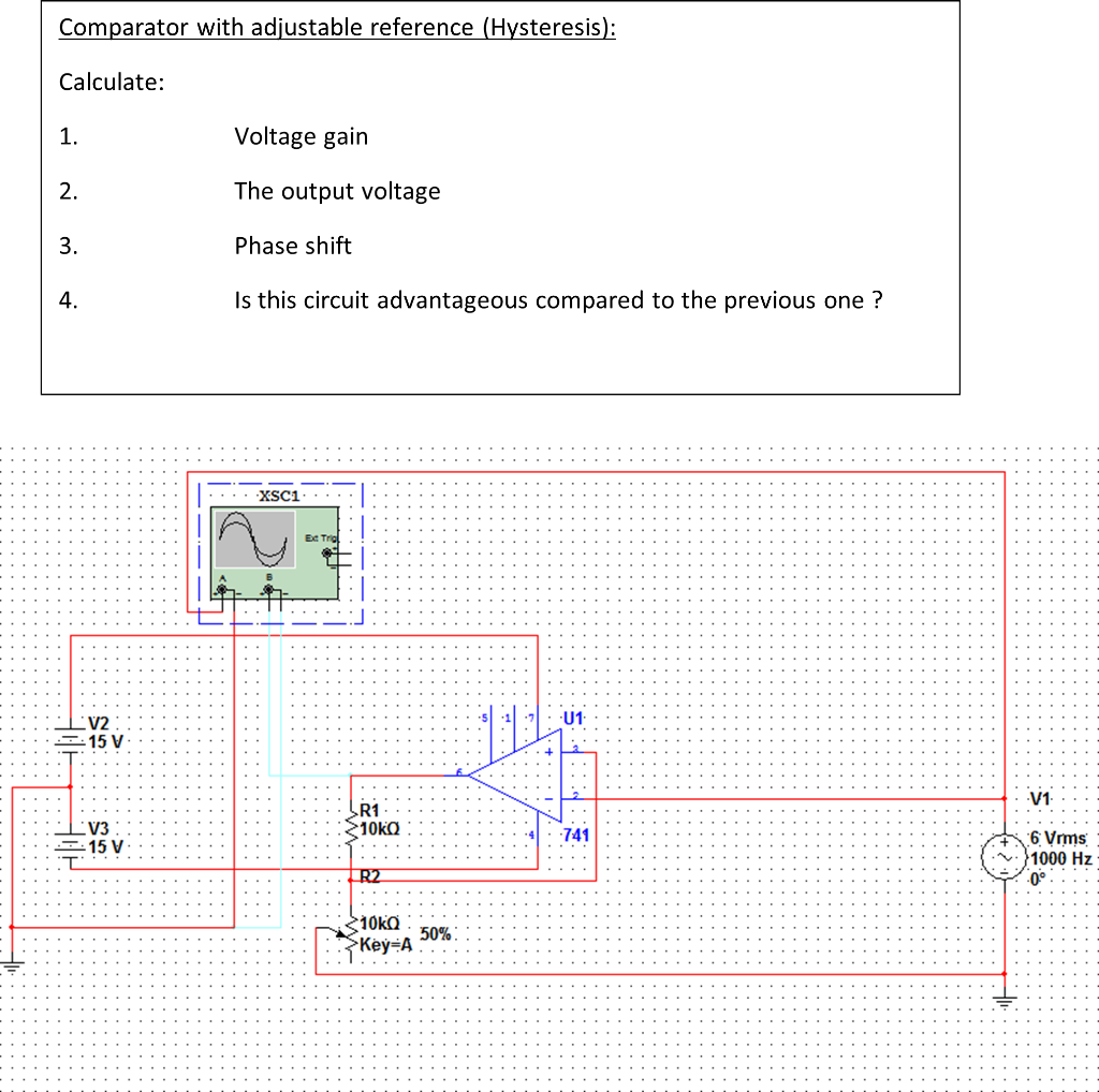 Solved Comparator with adjustable reference (Hysteresis): | Chegg.com