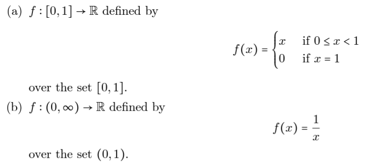 Solved (a) f:[0,1]→R defined by f(x)={x0 if 0≤x