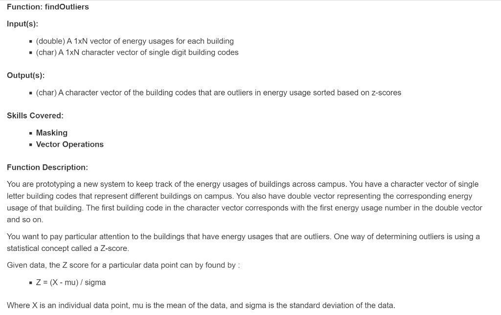 Solved Function: findOutliers Input(s): • (double) A 1xN | Chegg.com