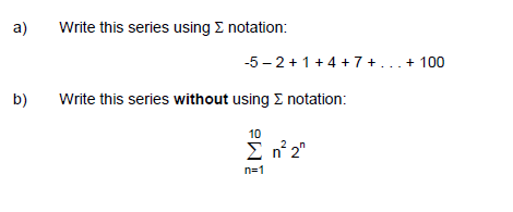 Solved a) Write this series using 2 notation: -5-2+1 +4 + 7 | Chegg.com