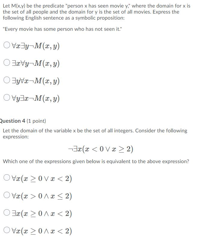 Solved Consider the following predicate, where the domain of | Chegg.com