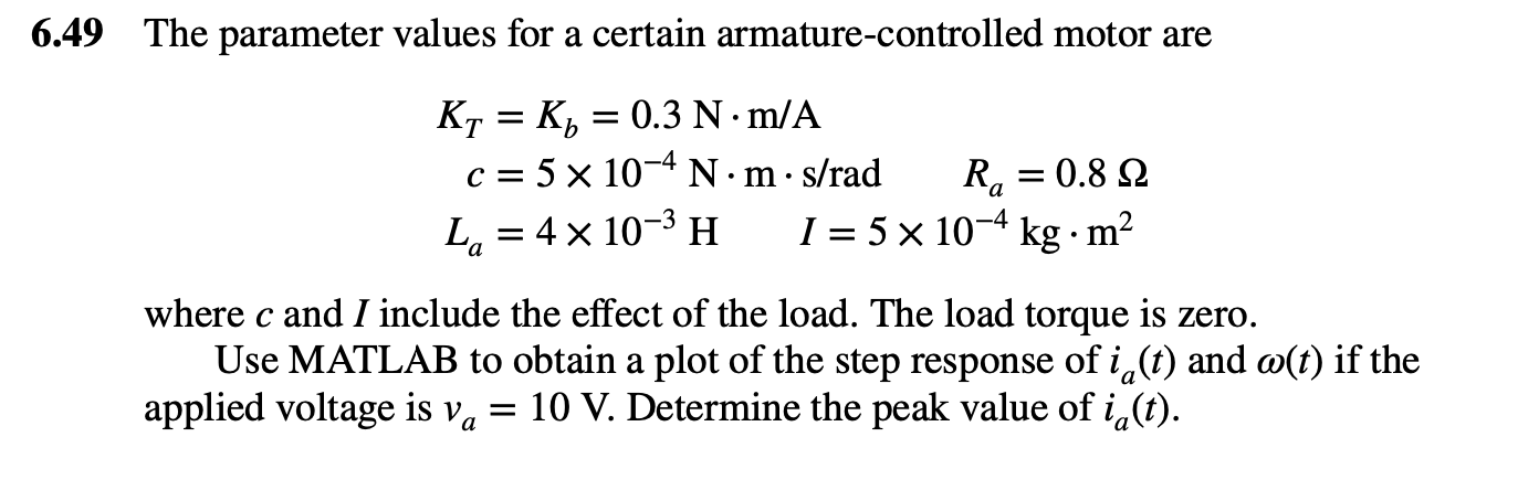 Solved 6.49 The parameter values for a certain | Chegg.com