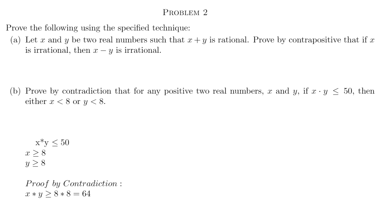 Solved PROBLEM 2 Prove the following using the specified | Chegg.com