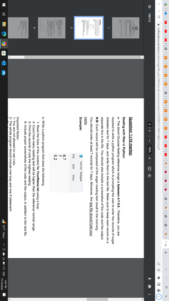 Solved Question 110 Marks Dealing With Files In Python 1292
