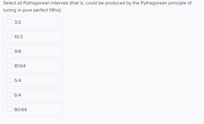 Select all Pythagorean intervals (that is, could be | Chegg.com