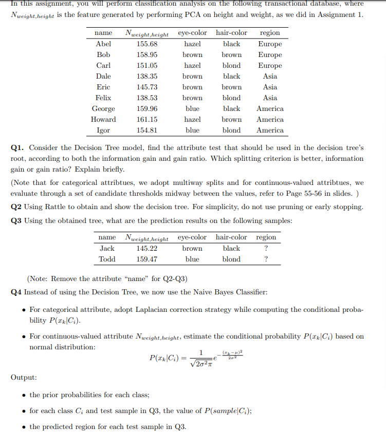 In this assignment, you will perform classification | Chegg.com