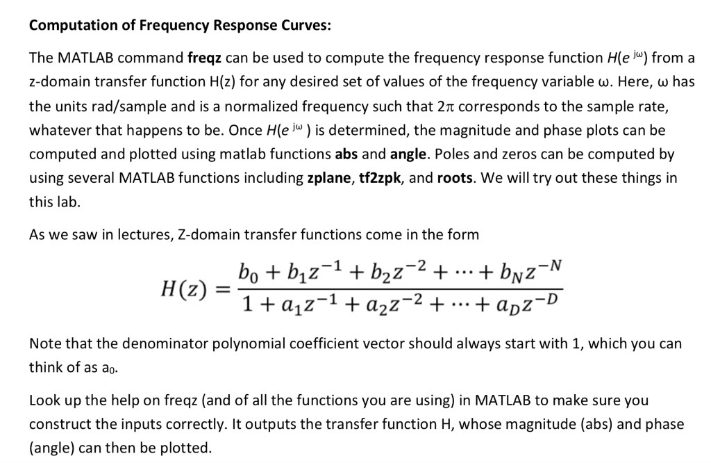 Computation of Frequency Response Curves: The MATLAB | Chegg.com
