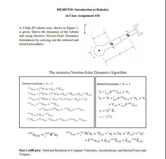ME405/510: Introduction to Robotics in-Class | Chegg.com