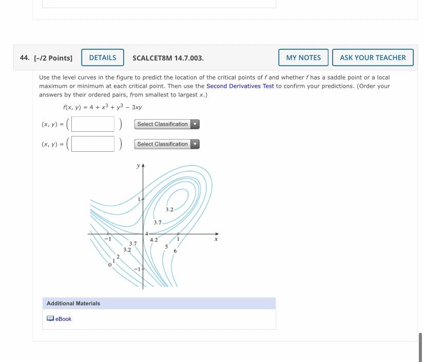 Solved 44. (-/2 points) DETAILS SCALCET8M 14.7.003. MY NOTES | Chegg.com