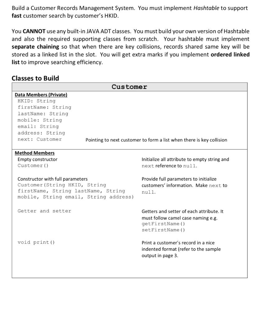 Solved Build a Customer Records Management System. You must | Chegg.com