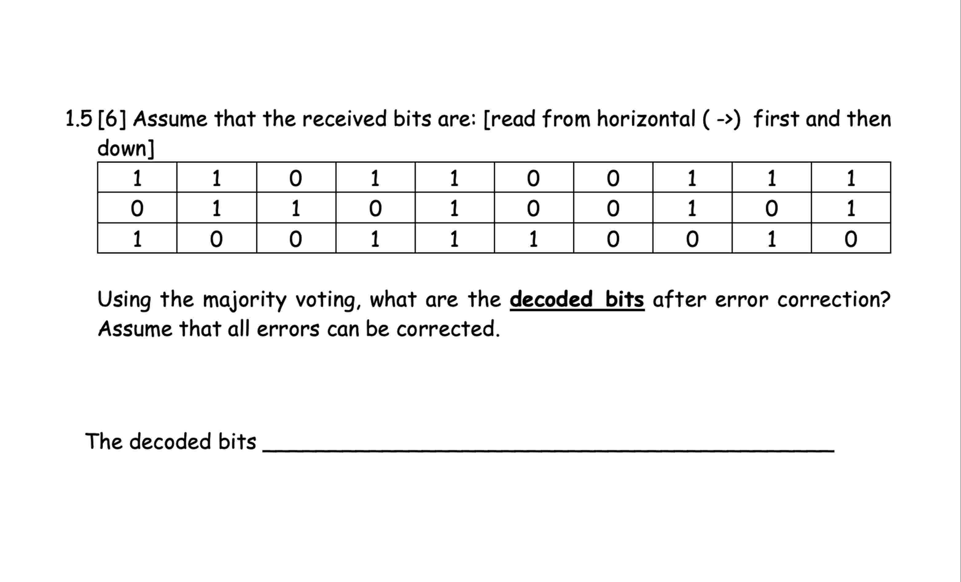 Solved Consider the (5,1) ﻿repetition code.1.1 ﻿How many | Chegg.com