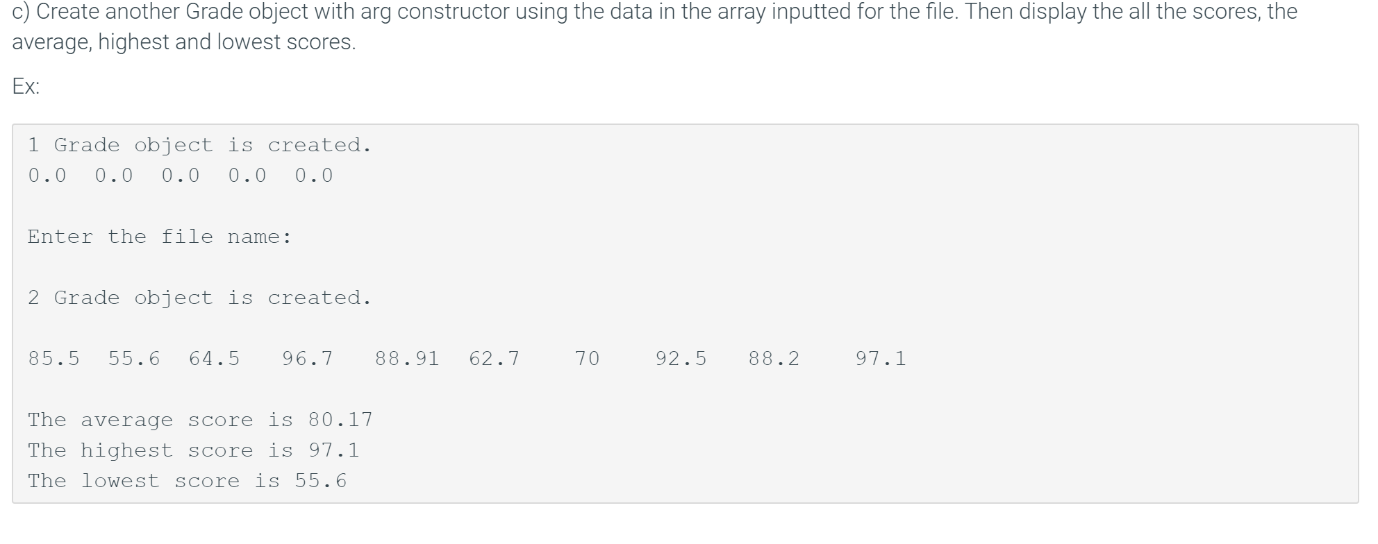 Solved 14.11 Prog 11 obj&Class(Grade) (1) Create two files | Chegg.com