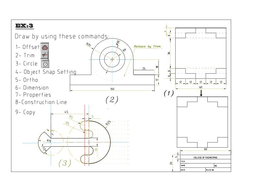 Solved I only need the steps of NUMBER 3 USING AUTOCAD | Chegg.com