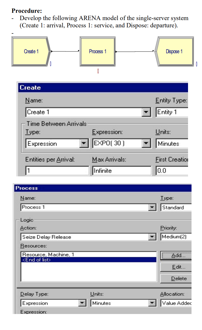 Single Server Simulation Use ARENA to develop a | Chegg.com
