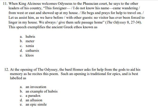 1. When King Alcinous welcomes Odysseus to the | Chegg.com