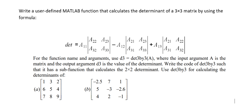 Write A User Defined Matlab Function That Calculates