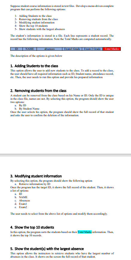 Solved Suppose student course information is stored in text | Chegg.com