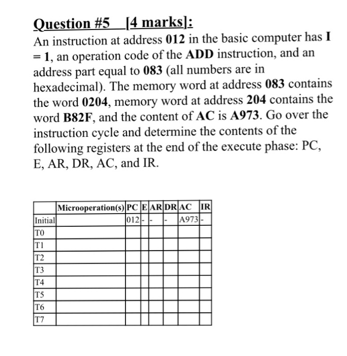 Solved Question 5 14 Marks An Instruction At Address 012 0718