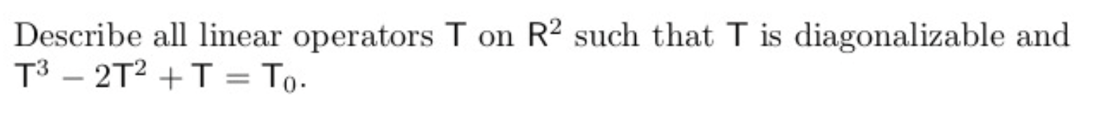 Describe all linear operators T on R2 such that T is | Chegg.com