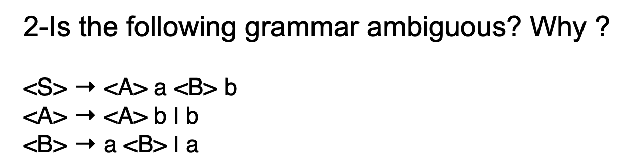 Solved 2-Is the following grammar ambiguous? Why? | Chegg.com