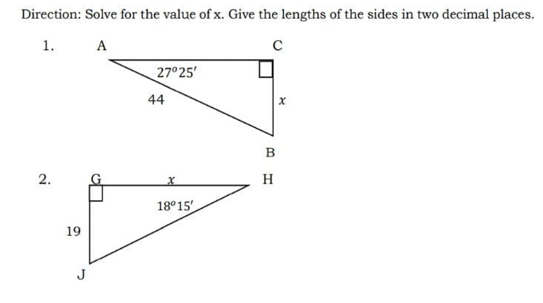 Solved Direction: Solve for the value of x. Give the lengths | Chegg.com