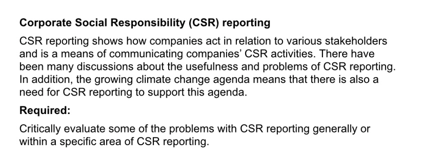 Solved Corporate Social Responsibility (CSR) reporting CSR | Chegg.com