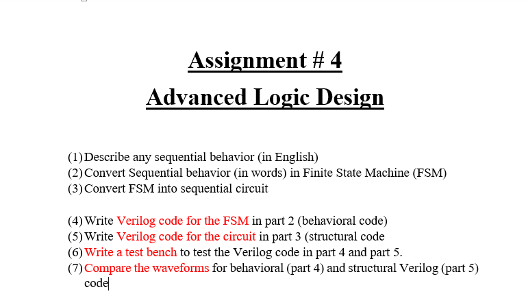 Advanced Logic Design Describe any sequential | Chegg.com