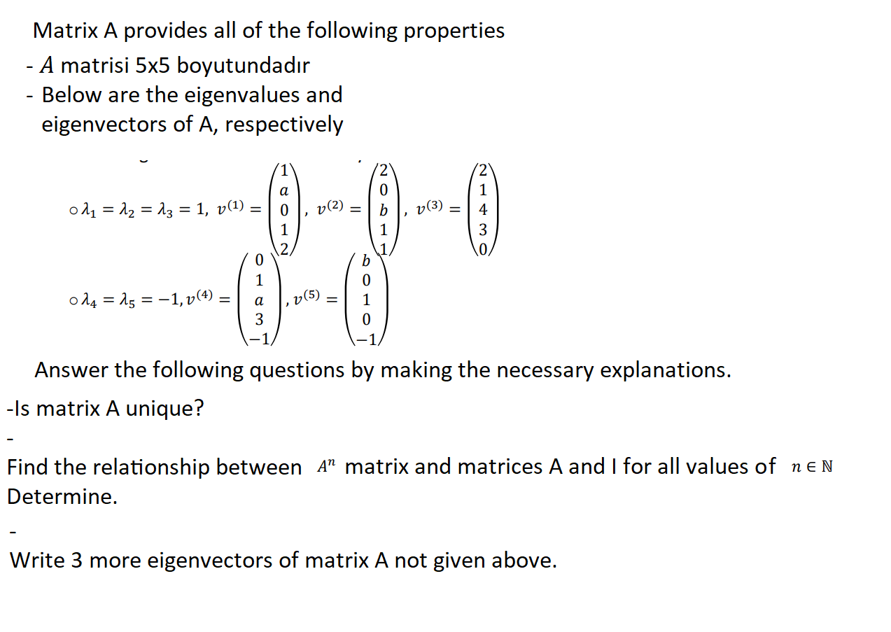 Solved Matrix A provides all of the following properties - A | Chegg.com