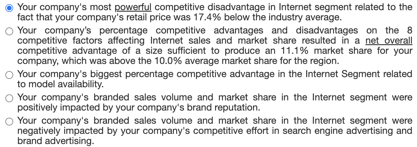 Solved Based on the above data for your company, which of | Chegg.com