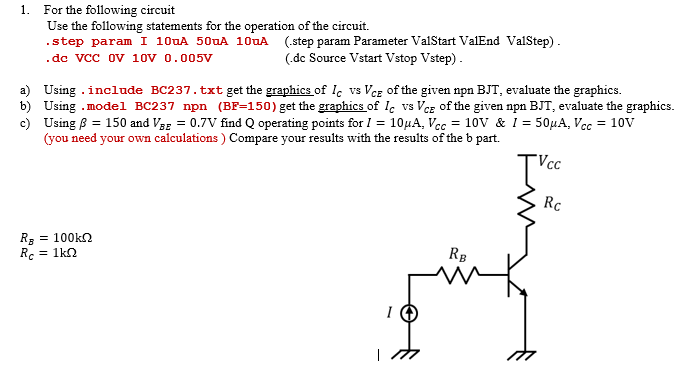 Solved .step param I 10AA 50uA 10AA (.step param Parameter | Chegg.com