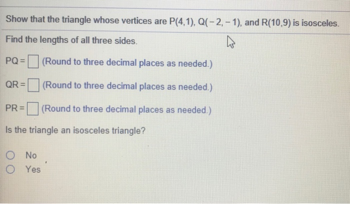 Solved Show that the triangle whose vertices are P(4,1), | Chegg.com