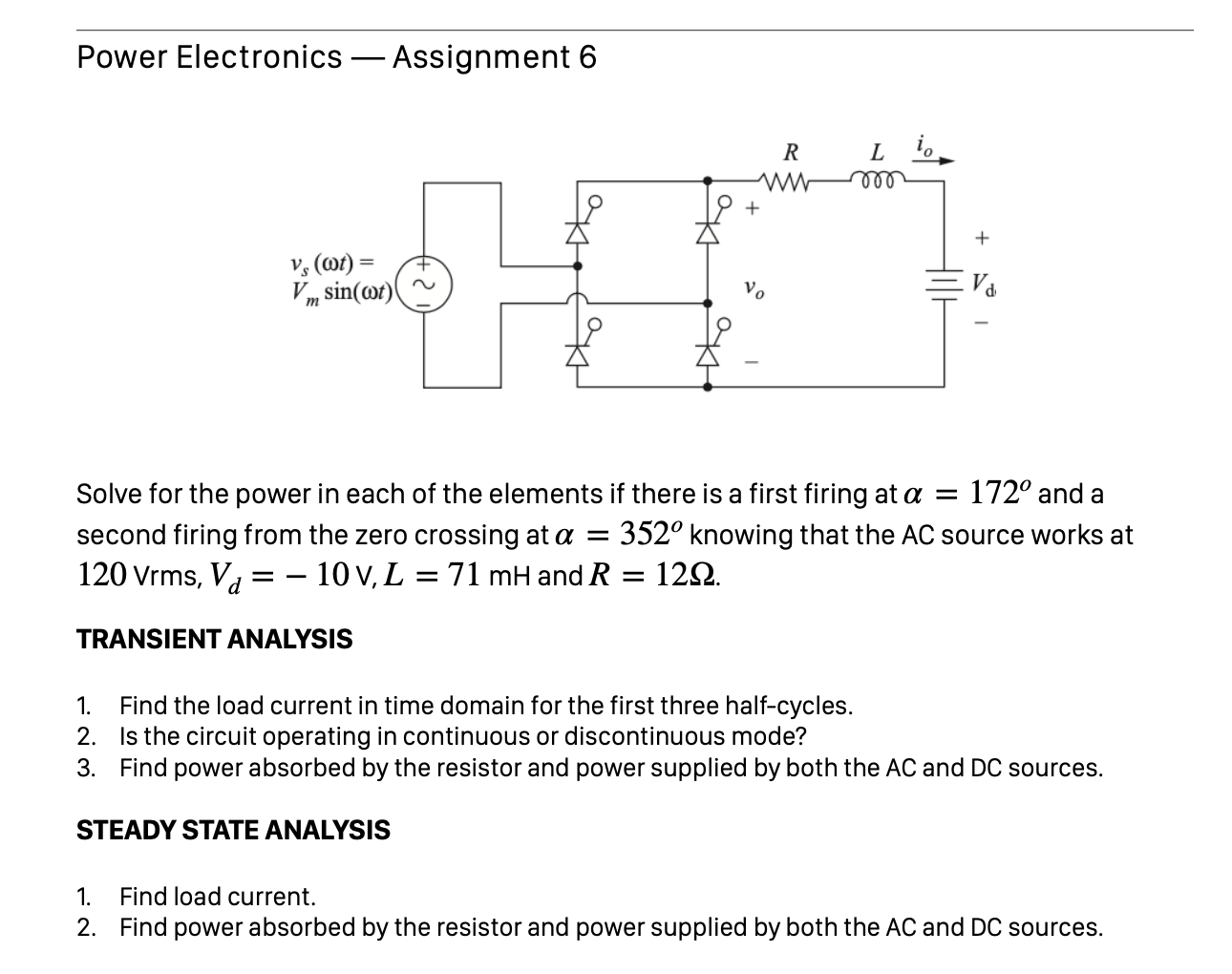 Solved I need help with this Power Electronics | Chegg.com