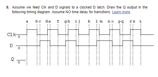 Solved 8. Assume we feed Clk and D signals to a clocked D | Chegg.com