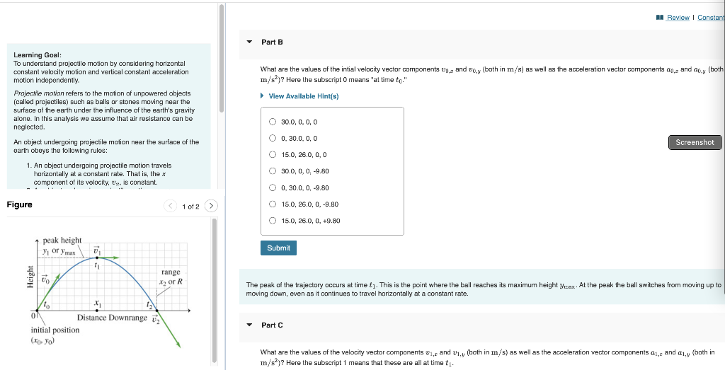Solved Learning Goal: To understand projectile motion by | Chegg.com