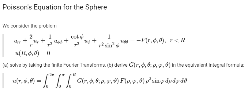 Poisson's Equation for the Sphere We consider the | Chegg.com