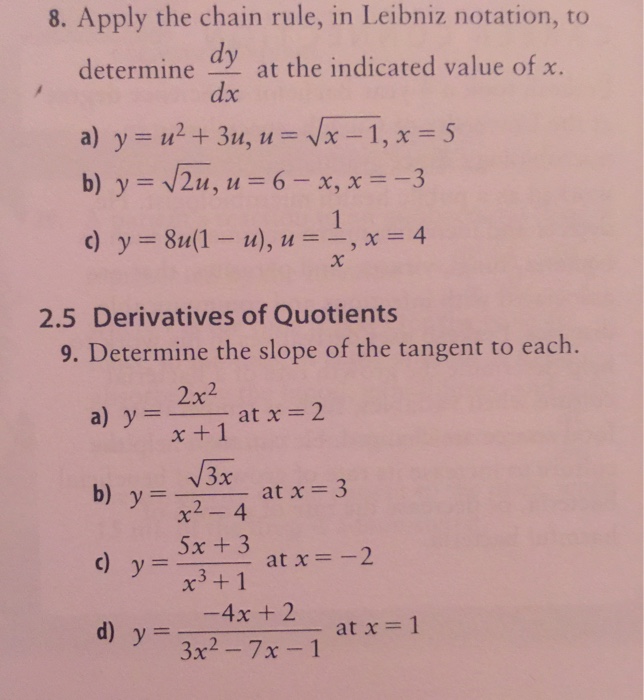 Solved 8. Apply the chain rule, in Leibniz notation, to | Chegg.com