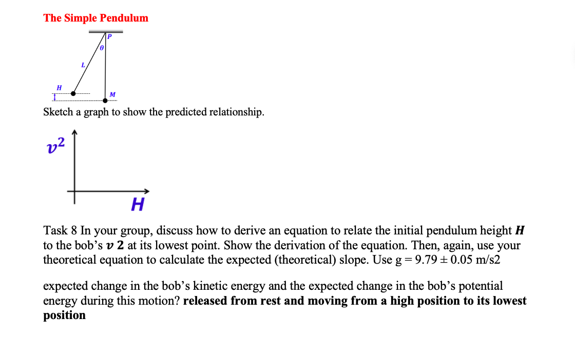 Solved The Simple Pendulum A M Sketch a graph to show the | Chegg.com