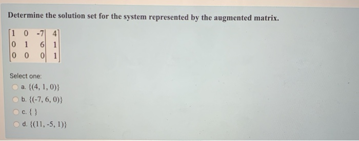 Solved Determine the solution set for the system represented | Chegg.com
