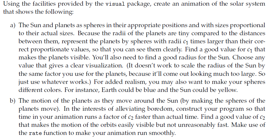 Solved Exercise 3.5: Visualization of the solar system The | Chegg.com